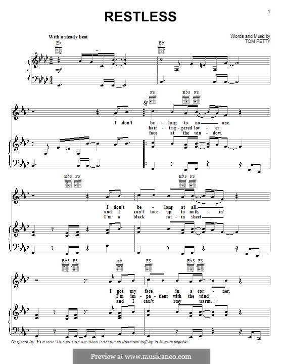 Restless by T. Petty - sheet music on MusicaNeo