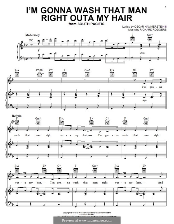 I'm Gonna Wash That Man Right Outa My Hair by R. Rodgers on MusicaNeo