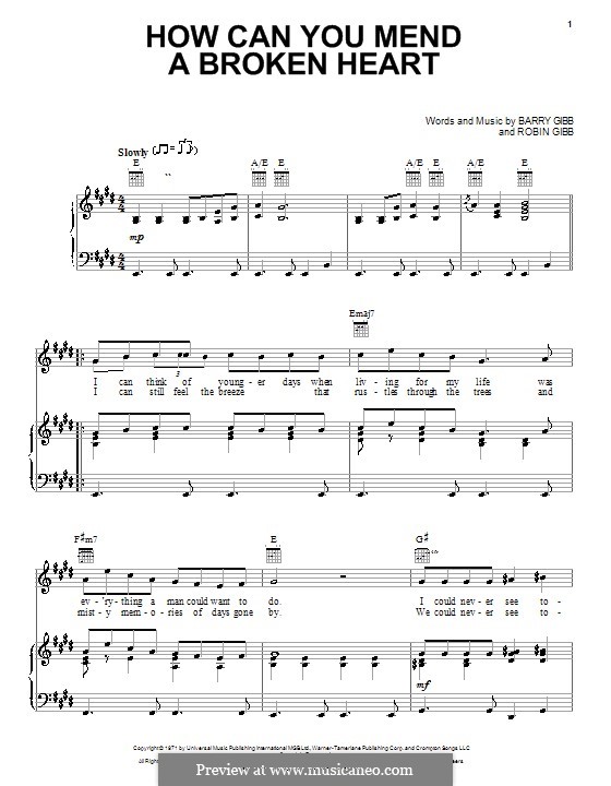 How Can You Mend a Broken Heart by B. Gibb, R. Gibb on MusicaNeo