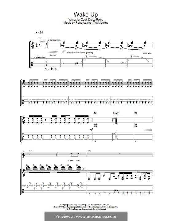 Wake Up by Rage Against The Machine - sheet music on MusicaNeo