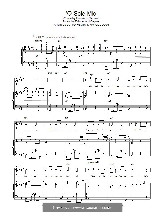 O Sole Mio by E.d. Capua - sheet music on MusicaNeo
