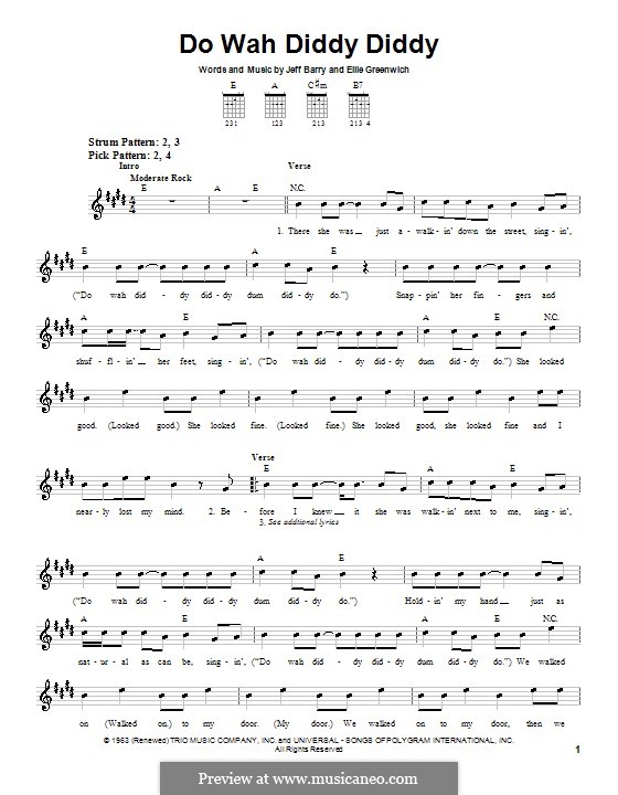 Do Wah Diddy Diddy (Manfred Mann) by E. Greenwich, J. Barry on MusicaNeo