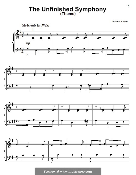 Symphony No.8 in B Minor 'Unfinished', D.759 by F. Schubert on MusicaNeo