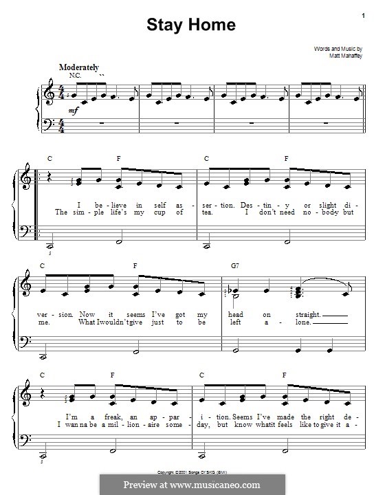 Stay Home (Self) by M. Mahaffey - sheet music on MusicaNeo
