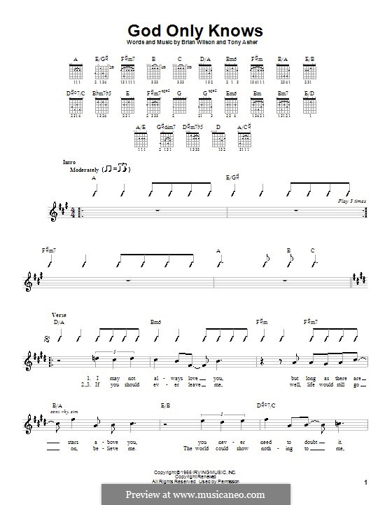 God Only Knows (The Beach Boys) by B. Wilson, T. Asher on MusicaNeo