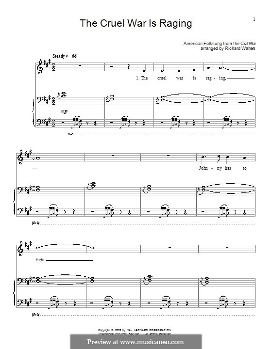 The Cruel War Is Raging by folklore - sheet music on MusicaNeo