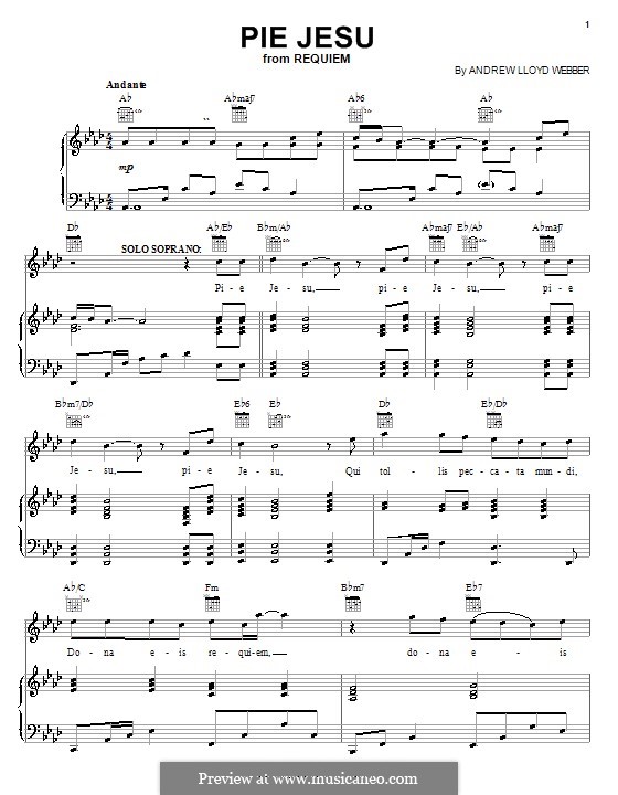 Pie Jesu (from Requiem) by A.L. Webber - sheet music on MusicaNeo