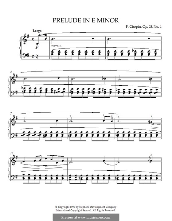 No.4 in E Minor (Preludes, Op.28) by F. Chopin - free download on MusicaNeo