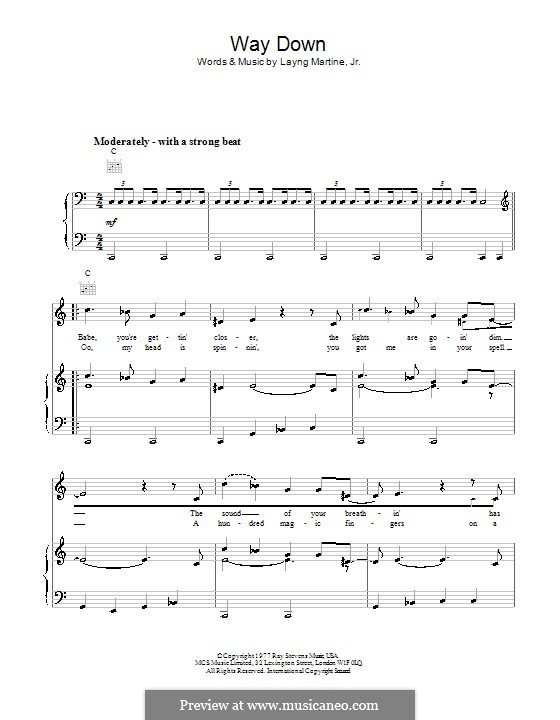 Way Down (Elvis Presley) by L. Martine Jr. - sheet music on MusicaNeo
