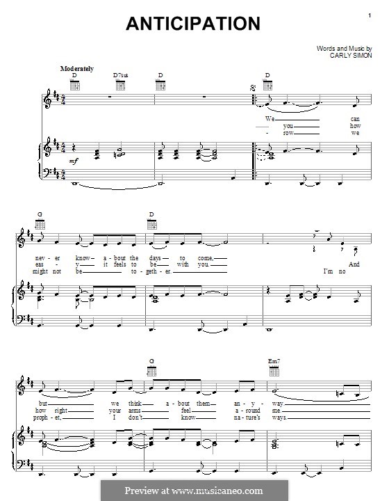 Anticipation by C. Simon - sheet music on MusicaNeo