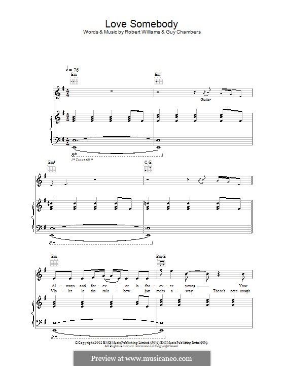 Love Somebody by G. Chambers, R. Williams - sheet music on MusicaNeo