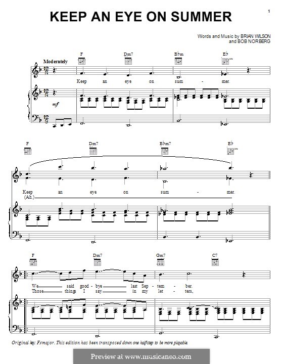 Keep an Eye on Summer (The Beach Boys) by B. Norberg, B. Wilson on ...