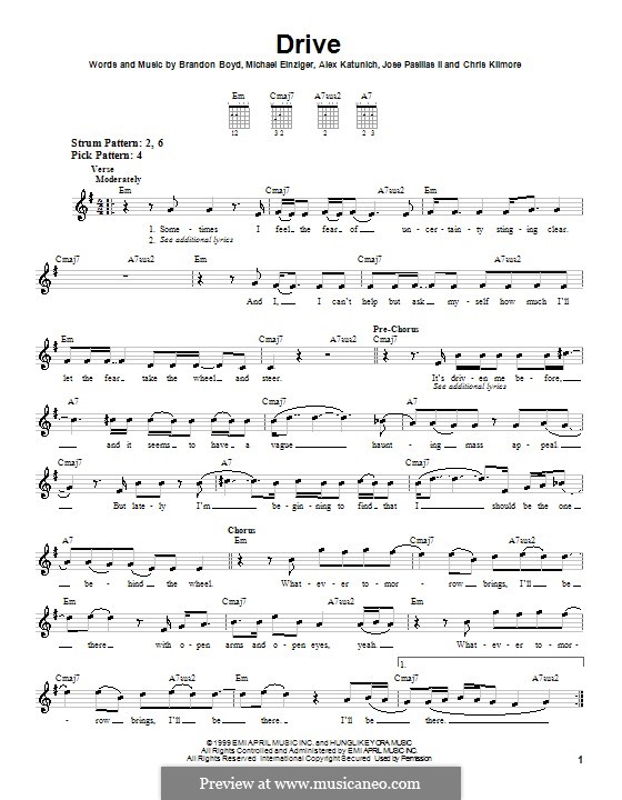 Drive (Incubus) by A. Katunich, B. Boyd, C. Kilmore, J. Pasillas II, M ...