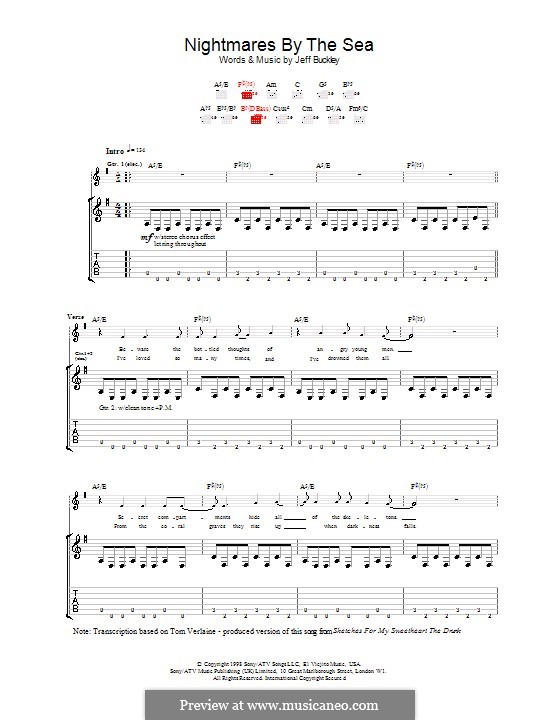 Nightmares By the Sea by J. Buckley - sheet music on MusicaNeo