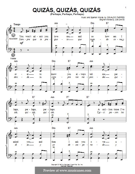 Quizas, Quizas, Quizas (Perhaps, Perhaps, Perhaps) by O. Farres on ... Quizas, Quizas, Quizas (Perhaps, Perhaps, Perhaps) by O. Farres on ...