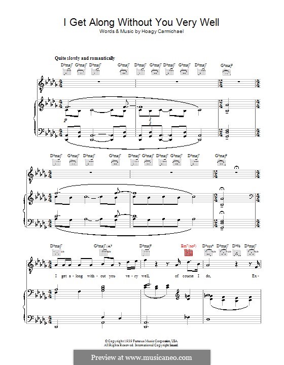 I Get Along Without You Very Well (Except Sometimes) by H. Carmichael ...