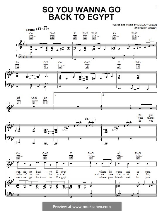 So You Wanna Go Back To Egypt by M. Green - sheet music on MusicaNeo