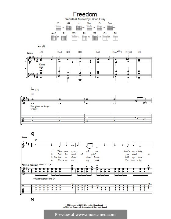 Freedom by D. Gray - sheet music on MusicaNeo