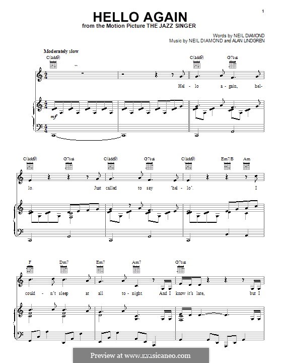Hello Again by A. Lindgren - sheet music on MusicaNeo