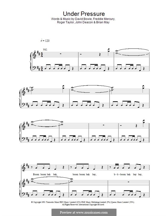 Under Pressure (David Bowie & Queen) by B. May, D. Bowie, Freddie ...