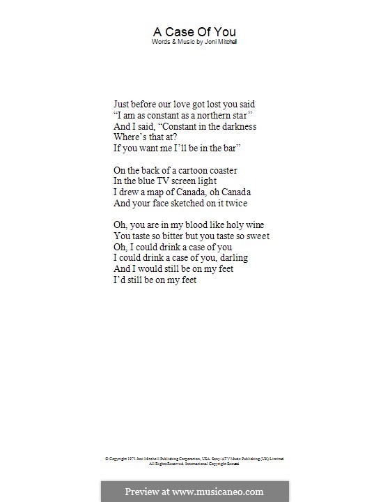 A Case of You (Diana Krall) by J. Mitchell - sheet music on MusicaNeo
