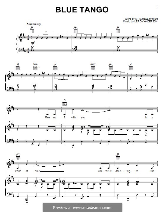 Blue Tango (Bill Black's Combo) by L. Anderson - sheet music on MusicaNeo