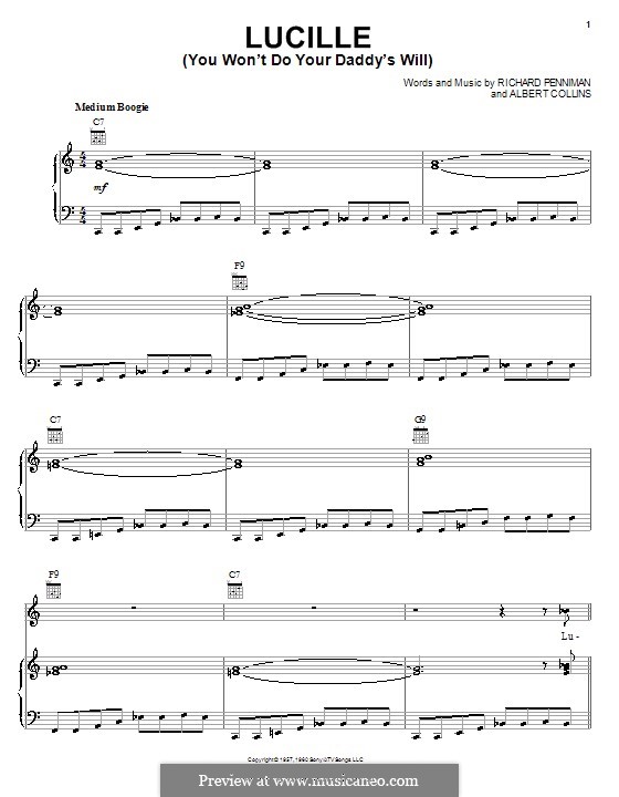 Lucille by Little Richard, A. Collins - sheet music on MusicaNeo