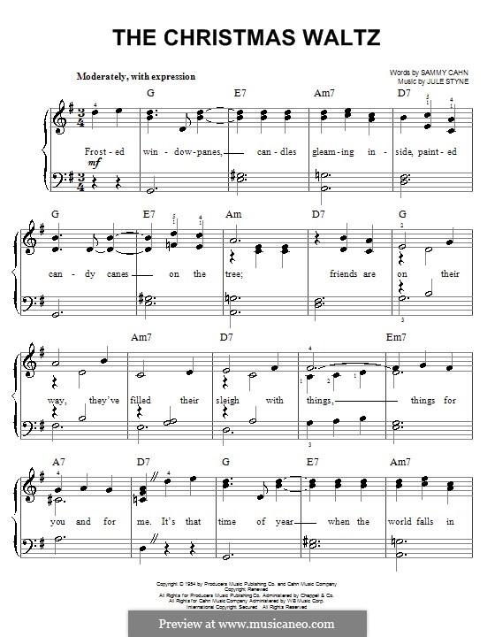 The Christmas Waltz by J. Styne - sheet music on MusicaNeo