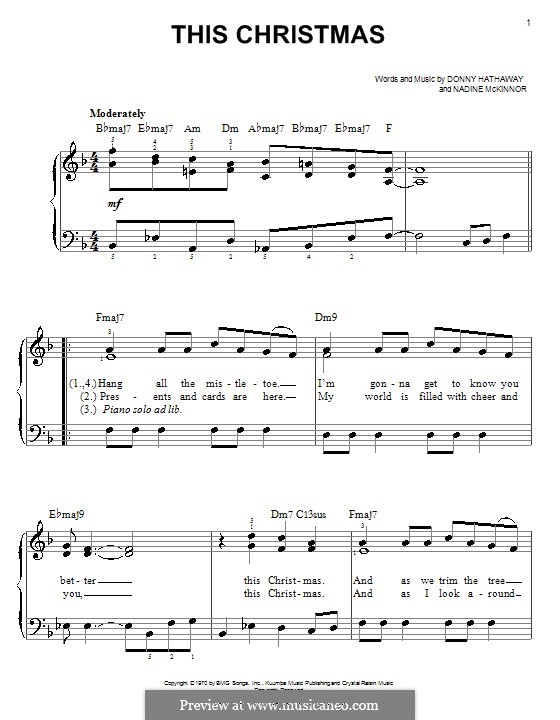 This Christmas by D. Hathaway, N. McKinnor - sheet music on MusicaNeo