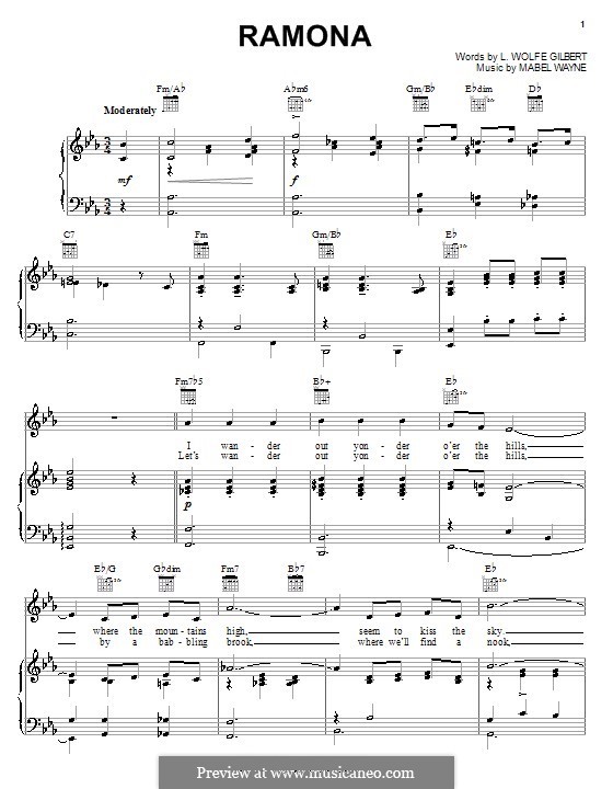 Ramona by M. Wayne - sheet music on MusicaNeo