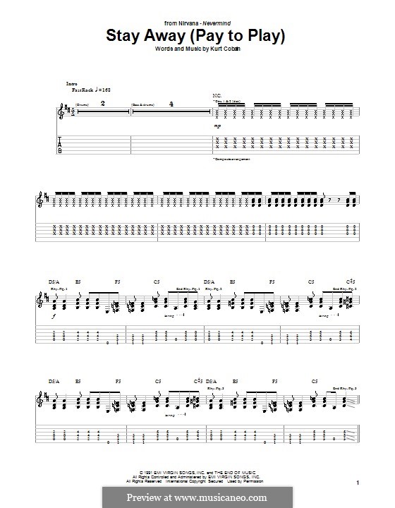 Stay Away (Nirvana) by K. Cobain - sheet music on MusicaNeo