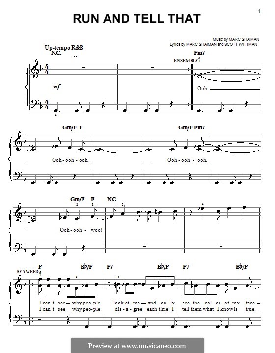 Run and Tell That (from Hairspray) by M. Shaiman - sheet music on MusicaNeo