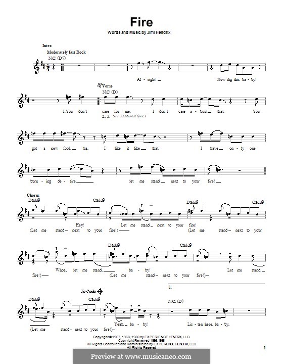 Fire by J. Hendrix - sheet music on MusicaNeo