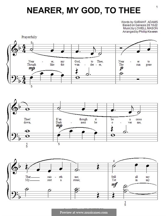 Nearer, My God, To Thee (Printable scores) by L. Mason on MusicaNeo