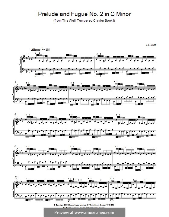 Prelude and Fugue No.2 in C Minor, BWV 847 (The Well-Tempered Clavier ...