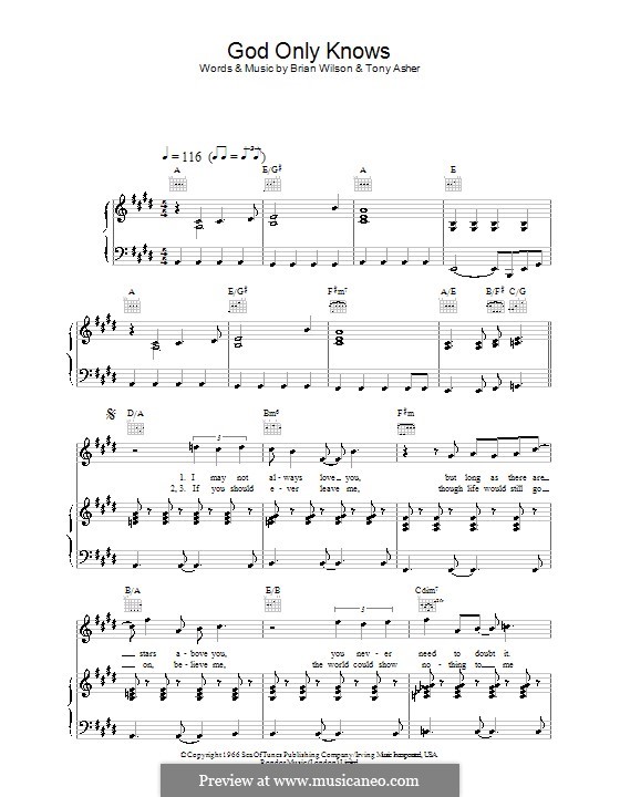 God Only Knows (The Beach Boys) by B. Wilson, T. Asher on MusicaNeo