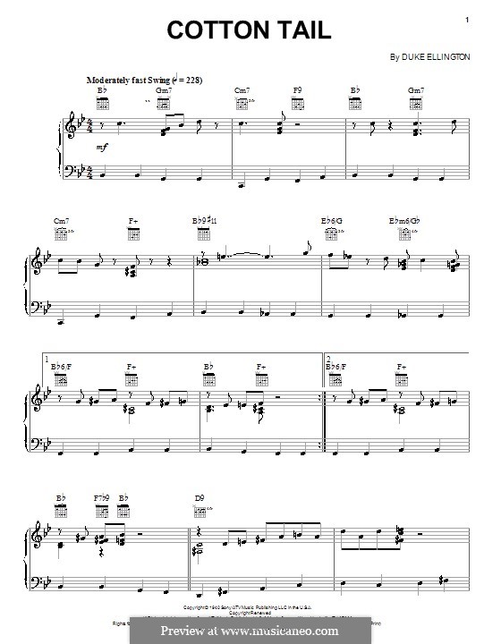 Cotton Tail by D. Ellington - sheet music on MusicaNeo