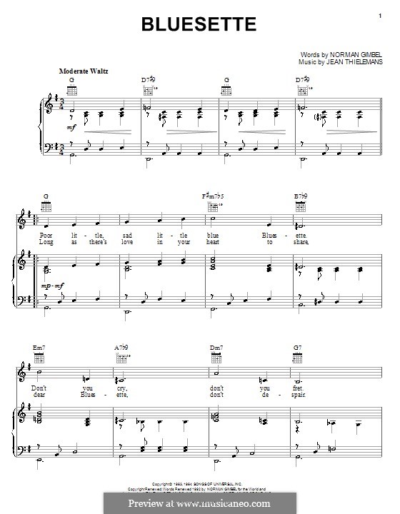 Bluesette by J. Thielemans - sheet music on MusicaNeo