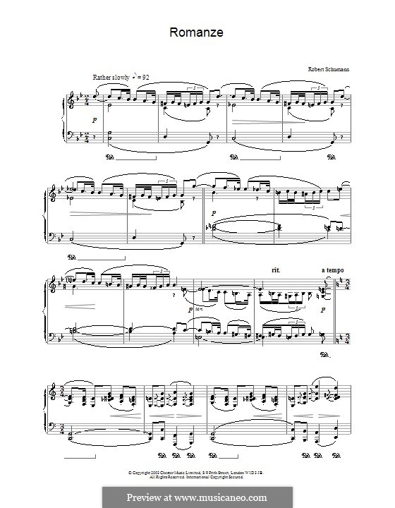 Romance for Piano by R. Schumann - sheet music on MusicaNeo
