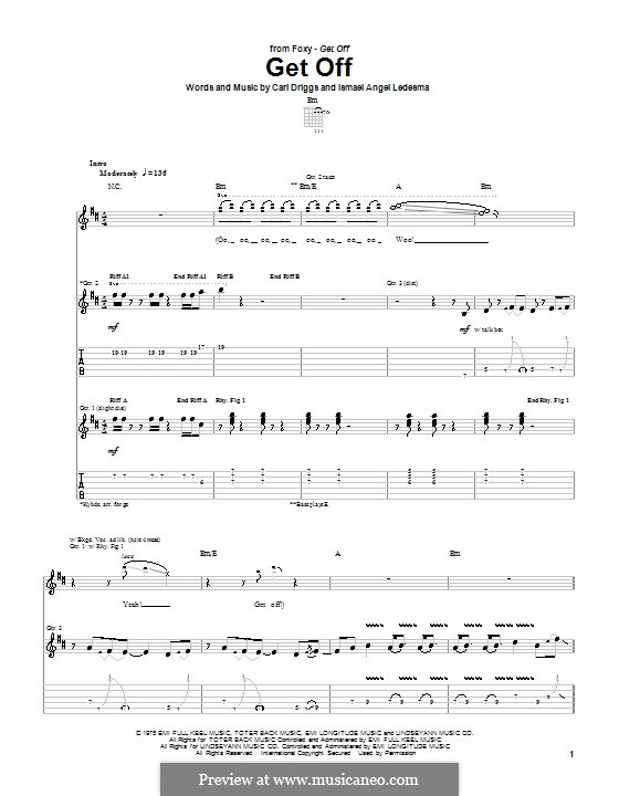 Get Off (Foxy) by C. Driggs, I.A. Ledesma - sheet music on MusicaNeo