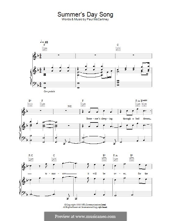 Summer's Day Song by P. McCartney - sheet music on MusicaNeo