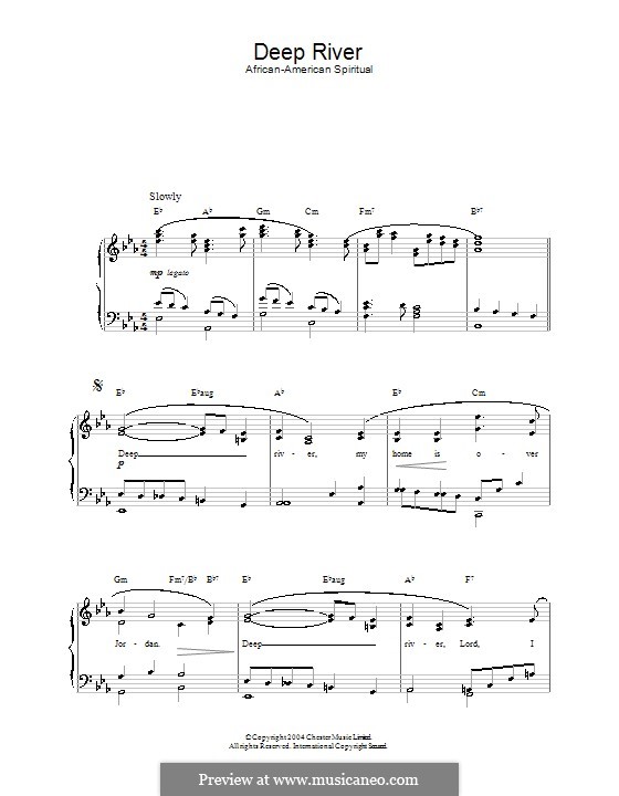 Deep River by folklore - sheet music on MusicaNeo