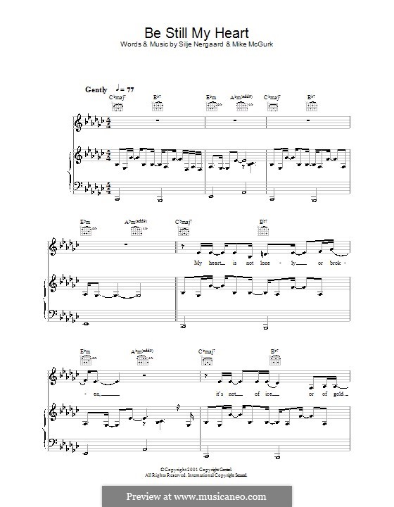 Be Still My Heart by M. McGurk, S. Nergaard - sheet music on MusicaNeo