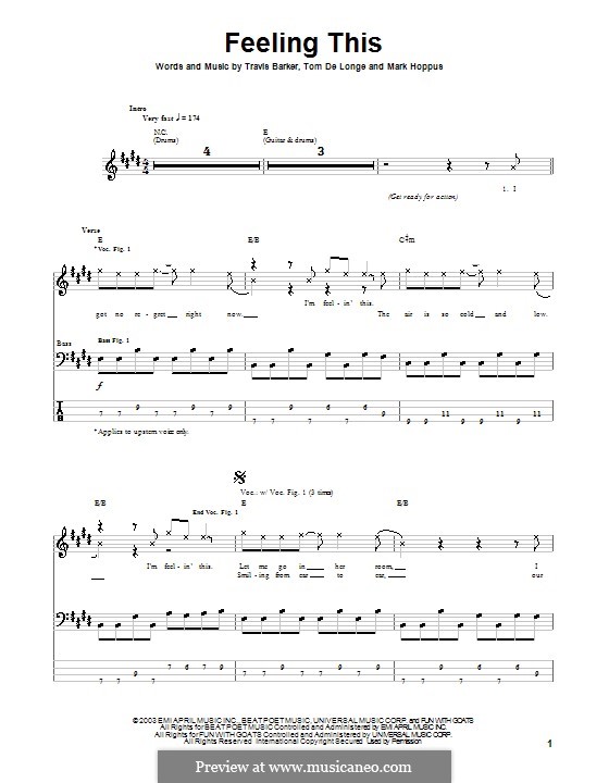 Feeling This (Blink-182) by M. Hoppus, T. DeLonge, T. Barker on MusicaNeo