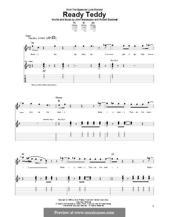 Ready Teddy (Elvis Presley) by J.S. Marascalco, R.A. Blackwell on MusicaNeo