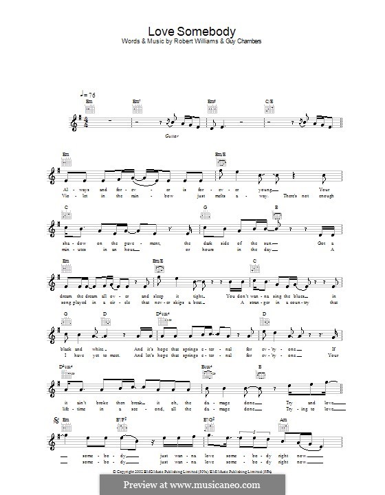 Love Somebody by G. Chambers, R. Williams - sheet music on MusicaNeo