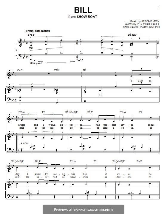 Bill by J. Kern - sheet music on MusicaNeo