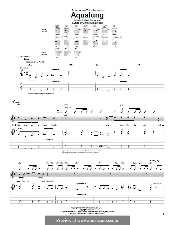 Aqualung (Jethro Tull) von I. Anderson, J. Anderson - Noten auf MusicaNeo