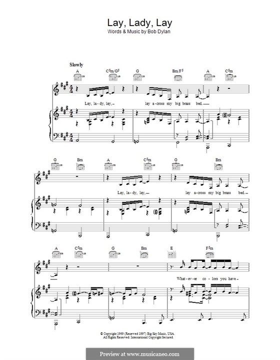 Lay Lady Lay von B. Dylan - Noten auf MusicaNeo