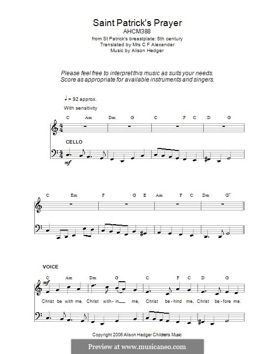 Saint Patrick's Prayer von folklore - Noten auf MusicaNeo